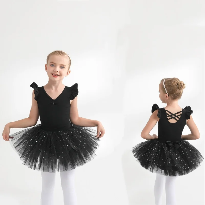 Summer-Girls-sleeveless-black-Ballet-Dress-Sequin-gauze-skirt-kids ...