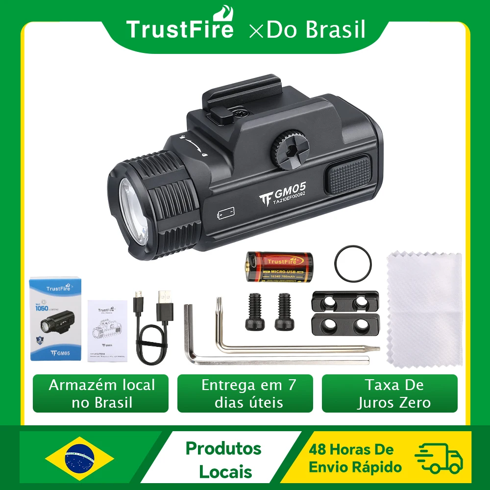 Trustfire gm05 1050lm lanternas táticas led tocha usb 16340 ip65 ...