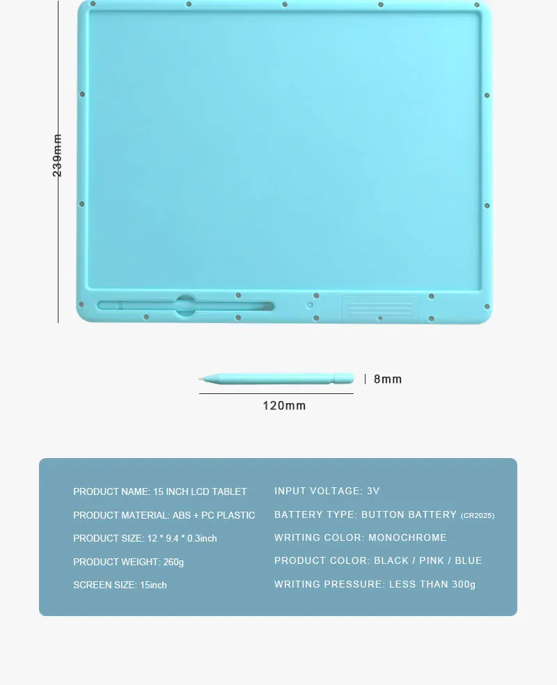 Tablettes Graphiques,Grand écran LCD de 15 pouces,tablette d'écriture ...