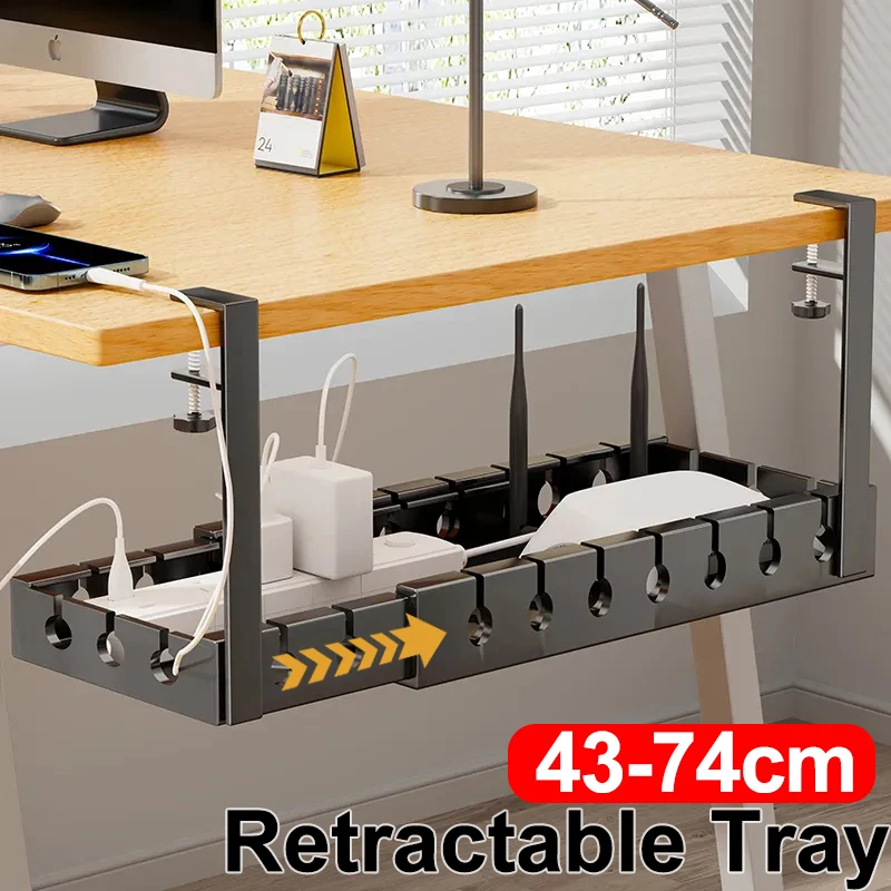 Desk Accessories For Men ROLIZOE Tray No Drilling Retractable Cable ...