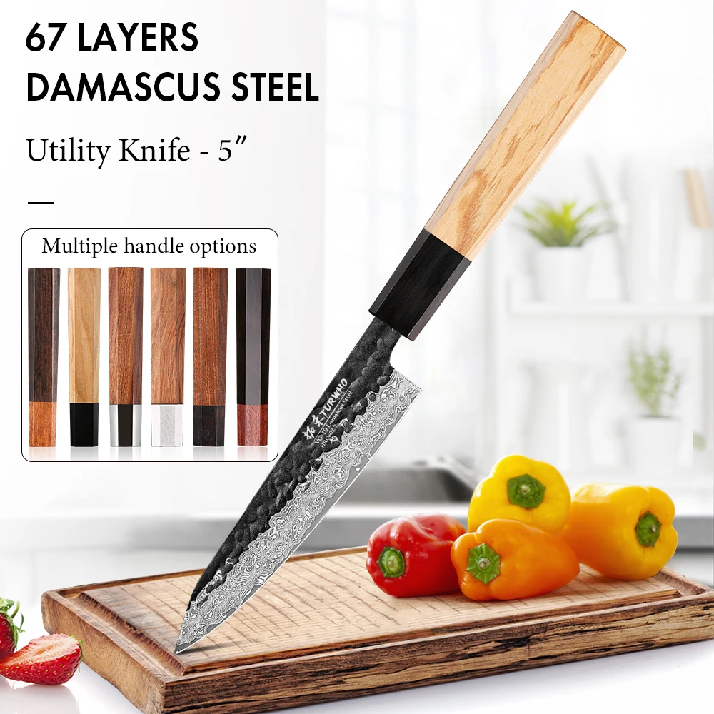 TURWHO-5-inch-Hand-Forged-Kitchen-Utility-Knife-Japanese-Damascus-Steel ...