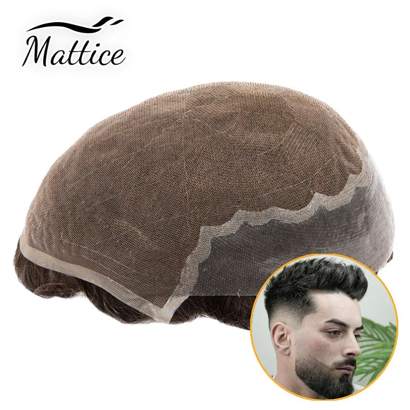 Tup-de-cabello-Real-para-hombres-Base-de-encaje-suizo-y-PU-sistemas-de ...