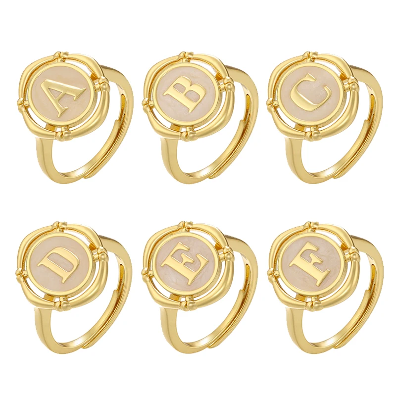 ZHUKOU-Initials-Letter-Ring-for-Women-Enamel-Opening-Finger-Ring-Couple ...