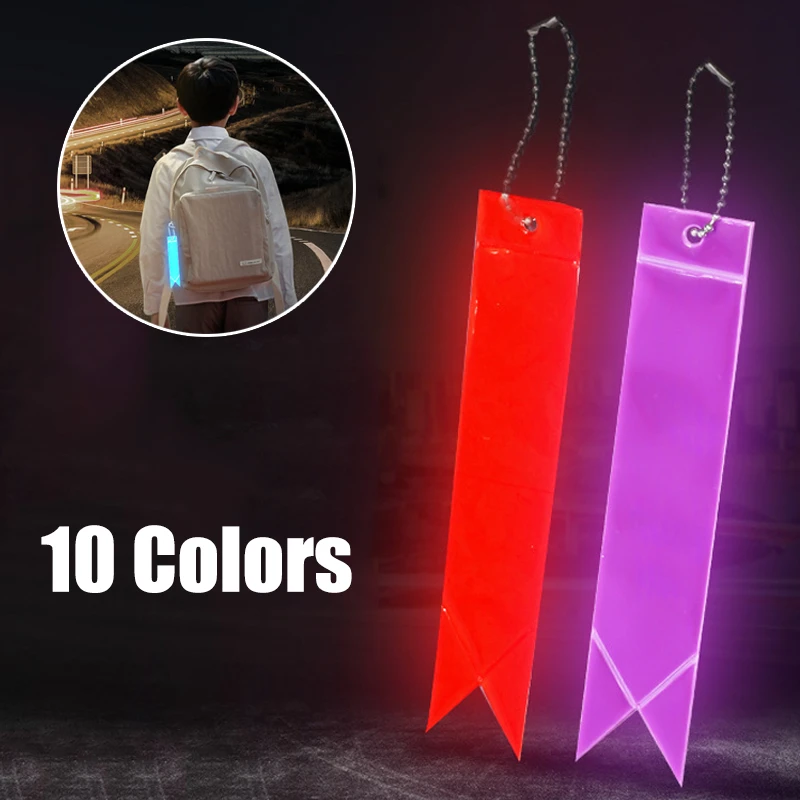 10 Colors Reflective Strip Pendant Bag Keychain Night High-gloss Safety ...