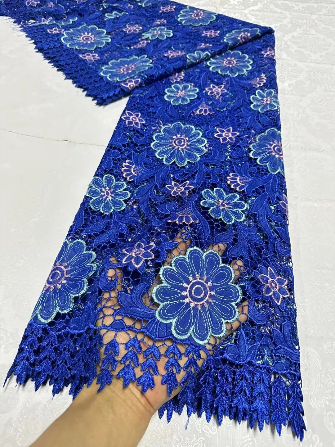 Royal-Blue-Nigerian-Water-Soluble-Sequins-Cotton-Embroiace-Fabric ...