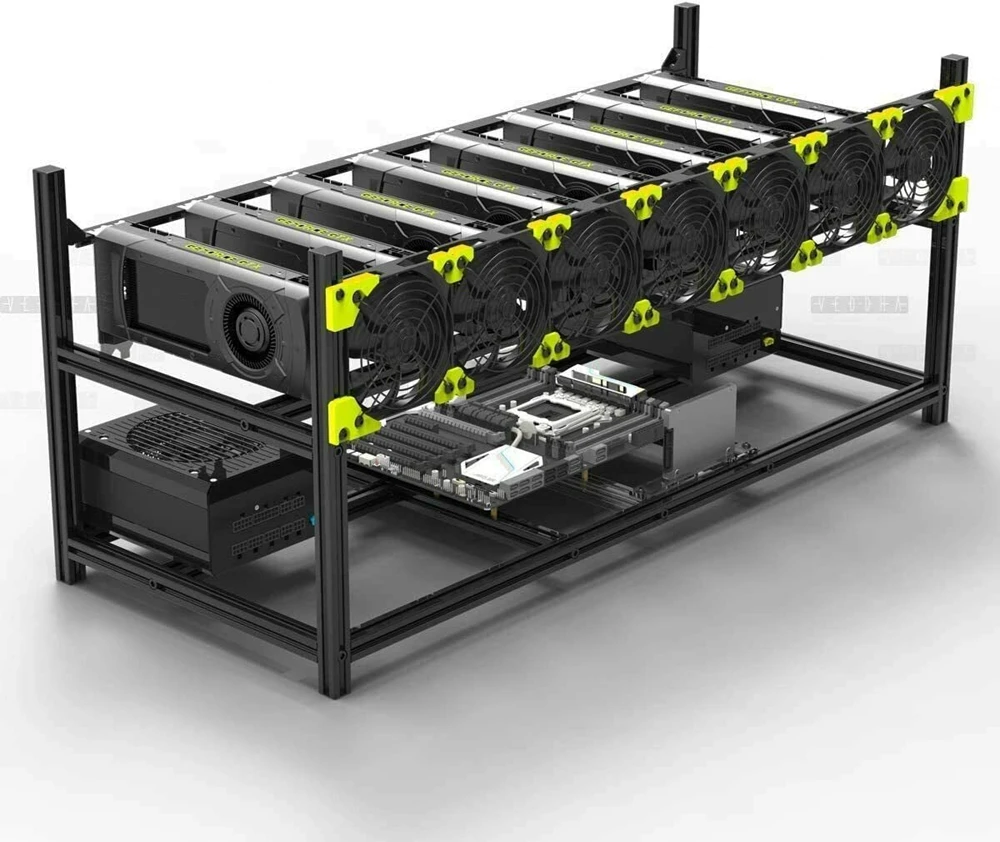 S8-GPU-Open-Frame-With-7-Fans-Open-Air-Shelves-2000W-PSU-Riser-Cards ...
