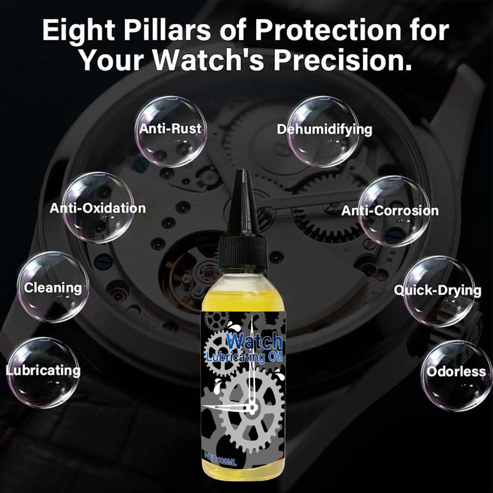 Clock Oil 100ml Watch Care Lube Synthetic Oil For Fishing Reel Bearing ...