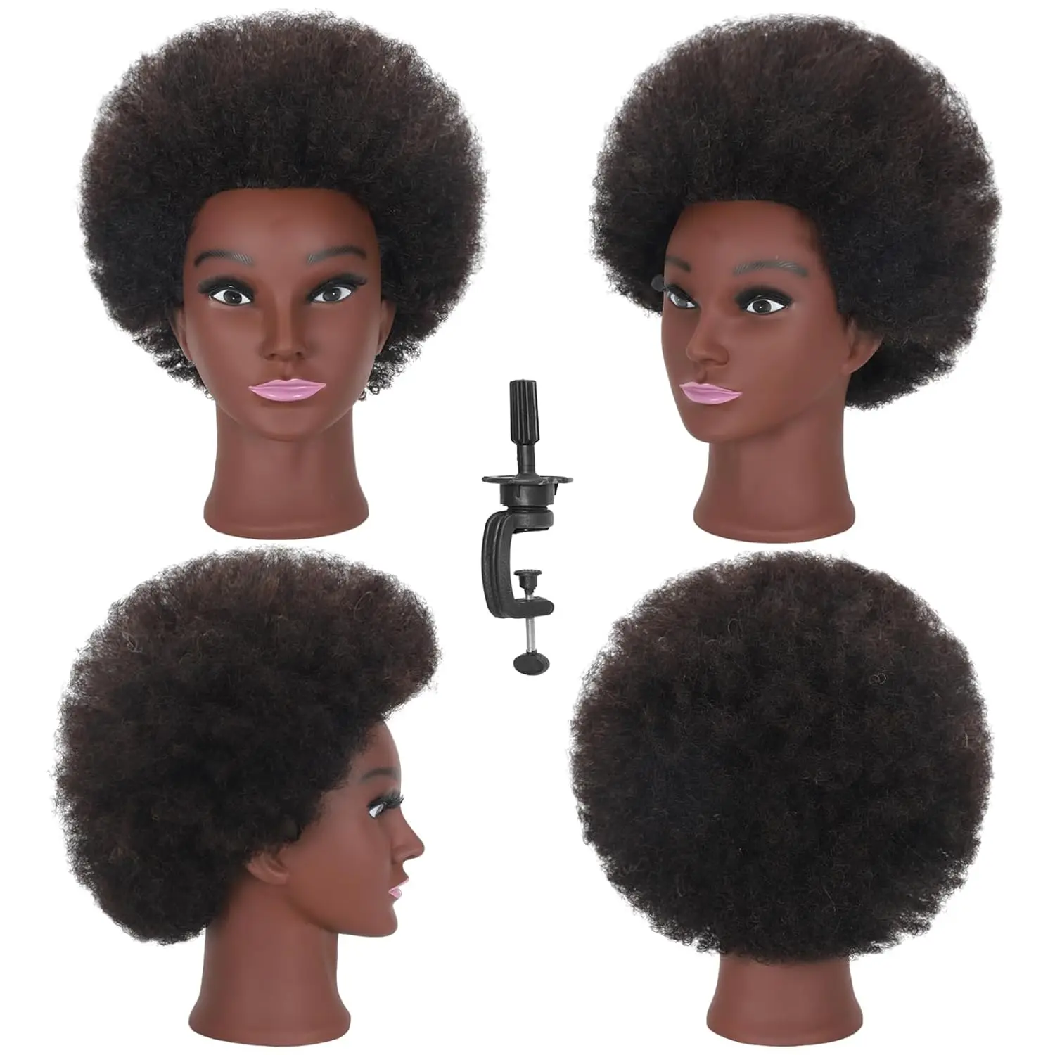 African Mannequin Head100% Human Hair Curly Cosmetology Manican with ...