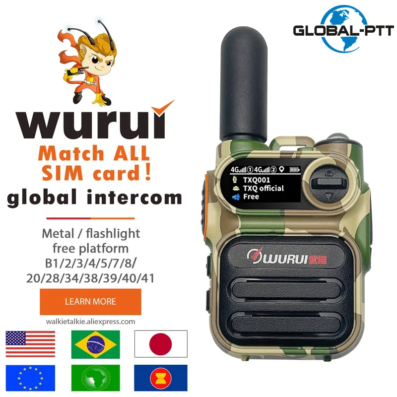 Global available Wurui G388 global ptt POC 4G walkie talkie Two way radio Mobile Portable ...