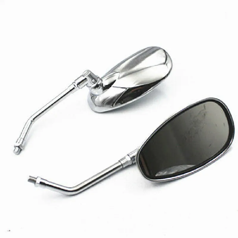 Universal Motorcycle Mirror Chrome Oval Rear View Side Mirrors Cruiser ...