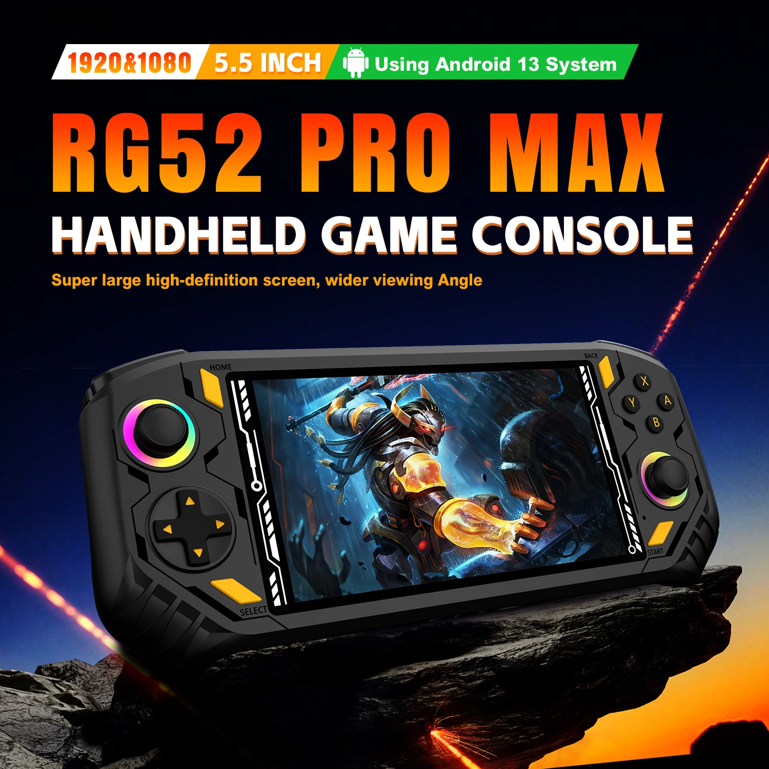 AISLPC RG52 Pro Max Handheld Game Console 5.5" Screen 8G+128G EMMC ...