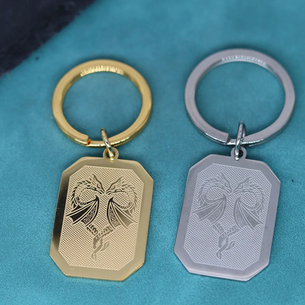 Stainless-Steel-Double-Winged-Dragon-Medal-Pendant-Keychains-Unisex ...