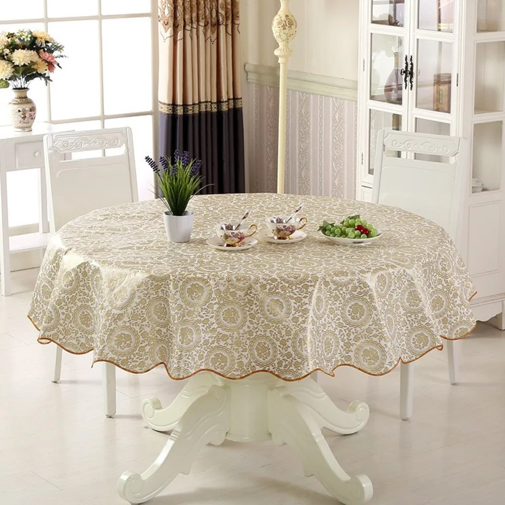 Round Table Cloth PVC Tablecloth Overlays Waterproof Wedding Baby ...