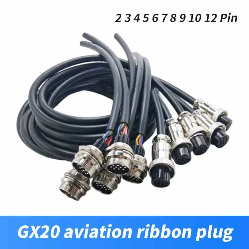 Prise de courant d'aviation GX20 avec fil GX20 2 3 4 5 6 7 8 9 10 câble ...