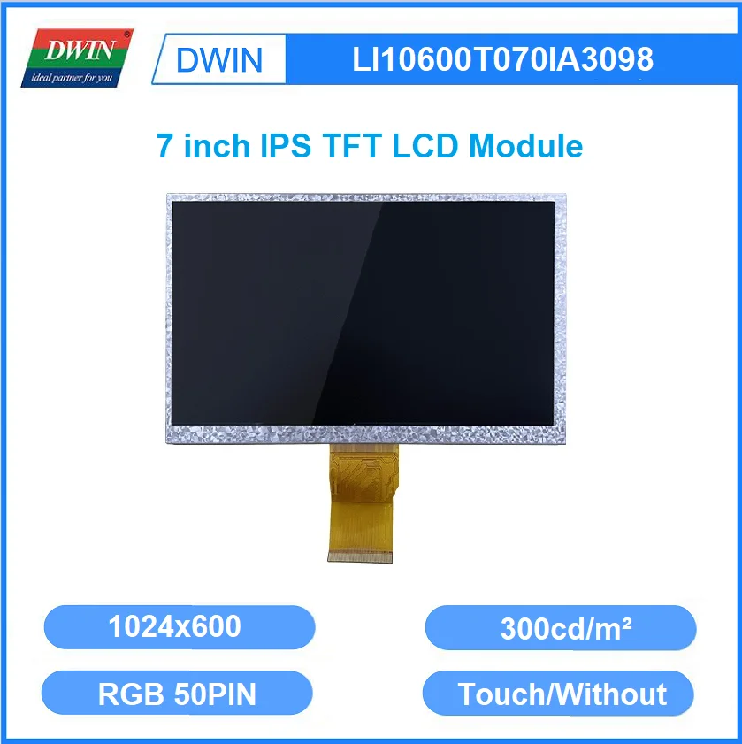 DWIN Hot-selling 7 Inch 1024x600 RGB 50PIN 300nit IPS TFT LCD Display With Resistive Touch ...