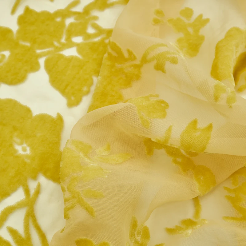 Tela-de-Terciopelo-quemado-de-color-amarillo-brillante-para-Vestidos ...