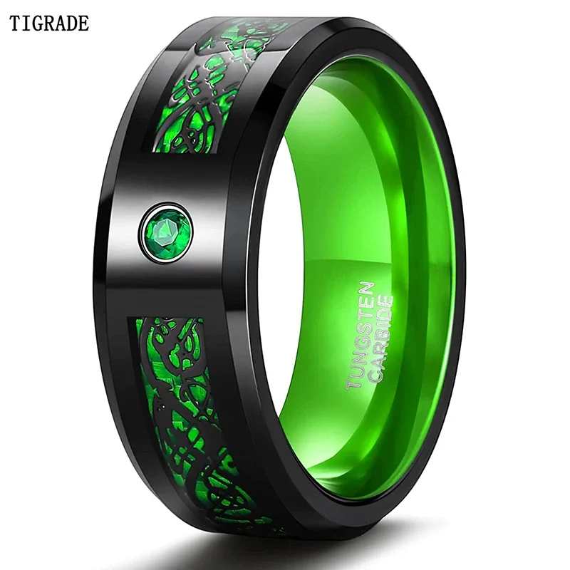 Tigrade-8MM-Tungsten-Rings-for-Men-Women-Cubic-Zirconia-Eternity-Ring ...
