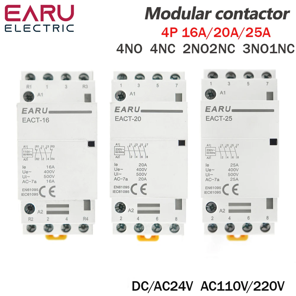 Modular Contactor Smart Home | Contactor Modular 220v 230v - 4p 16-25a ...