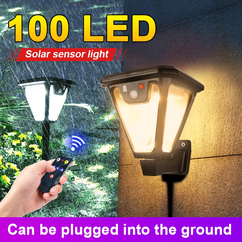 Night-Exterior-Solar-Lamp-100-LEDs-External-Sensor-Lighting-Waterproof ...