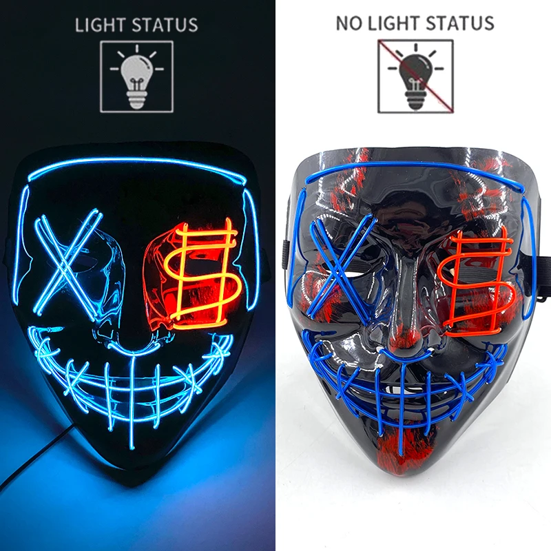 Scary-Luminous-Halloween-Mask-Neon-LED-Purge-Cosplay-Masks-Masquerade ...