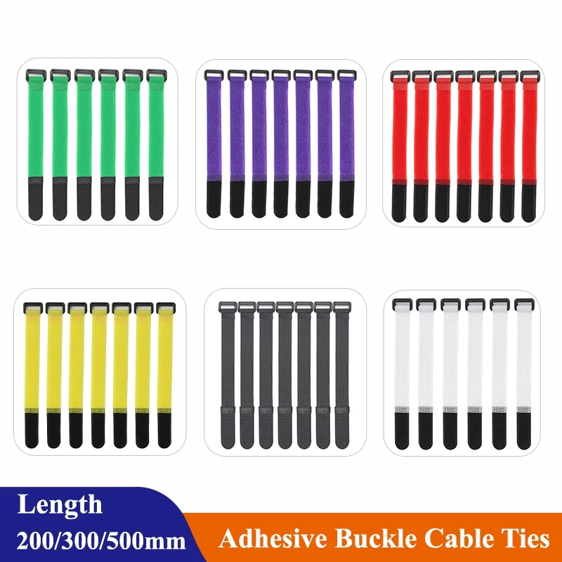 10~200pcs Reusable Hook Loop Nylon Straps Reverse Colored Fastening ...