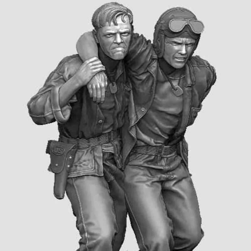 1/35 Scale Resin Figure Assembled Model Kit WW2 USMC Wounded Tankers ...