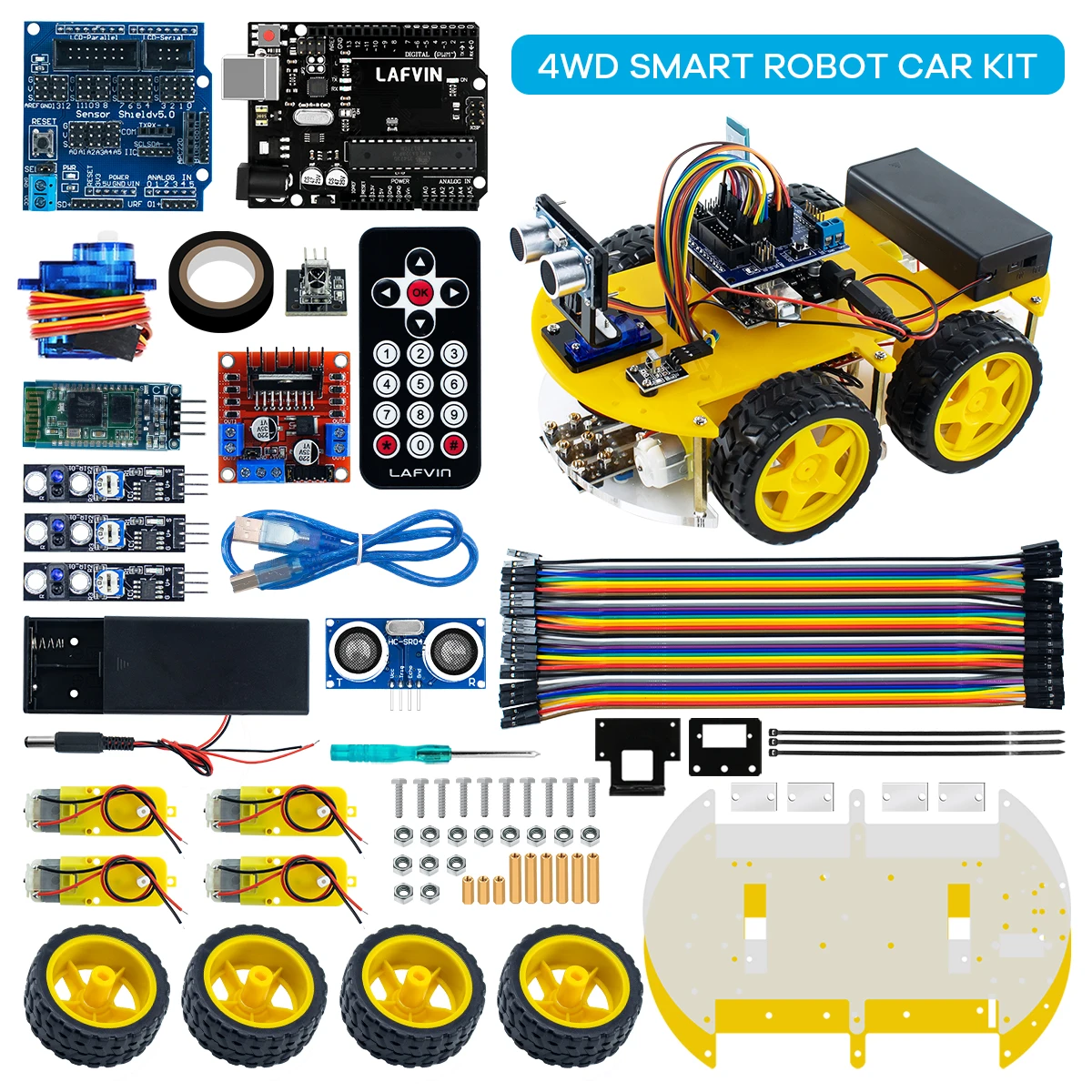 Lafvin Smart Robot Car Kit For Uno R3 For Arduino With Ultrasonic ...