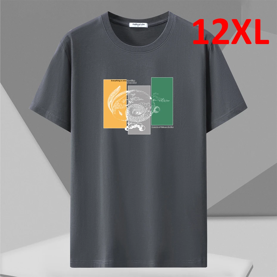 Plus Size 10XL 12XL T shirt Men Summer Short Sleeve Tshirt Cotton ...