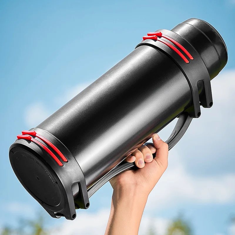 Black-Water-Thermos-Kettle-with-Shoulder-Belt-Portable-Stainless-Steel ...