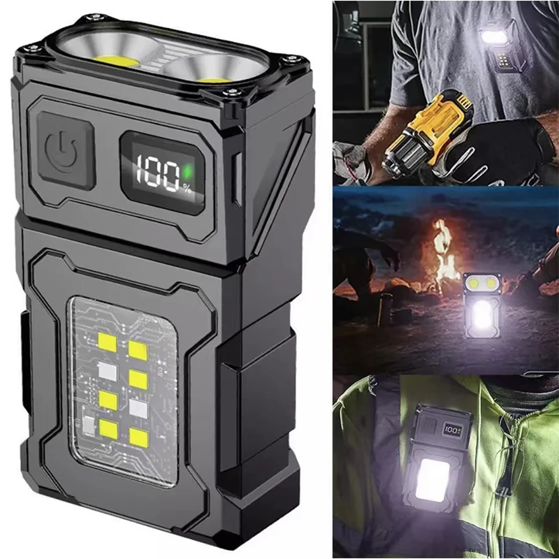 MINI-USB-Rechargeable-LED-Flashlight-Portable-Tail-magnet-flashlight ...