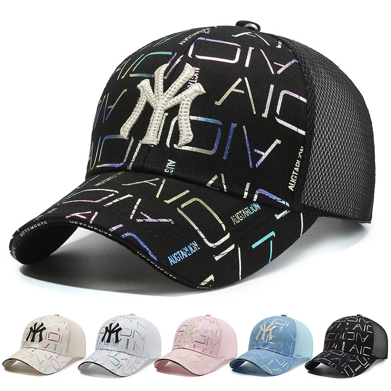Gorras de béisbol transpirables para hombre y mujer, gorro con estampado geométrico de malla ...