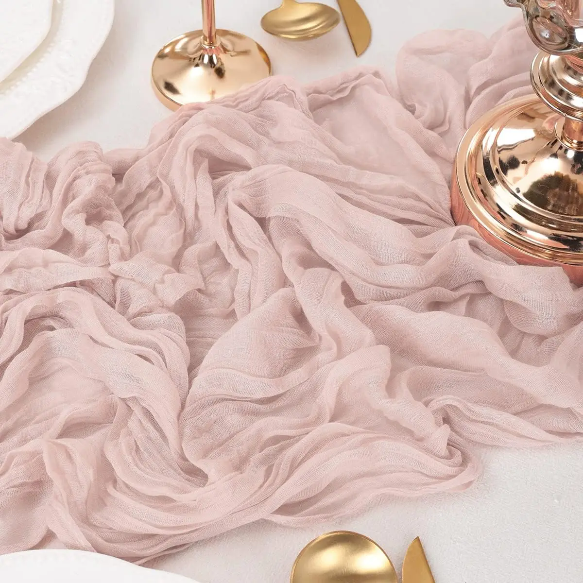 Dirty-pink-Gauze-Table-Runner-Cheesecloth-Table-Setting-Dining-Vintage ...