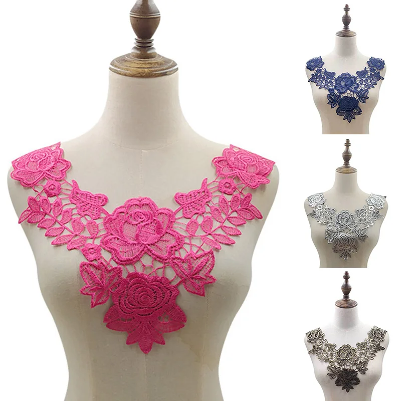 Lace Neckline Fake Collar Lace Fabric Hollow Out Embroidery Flower ...