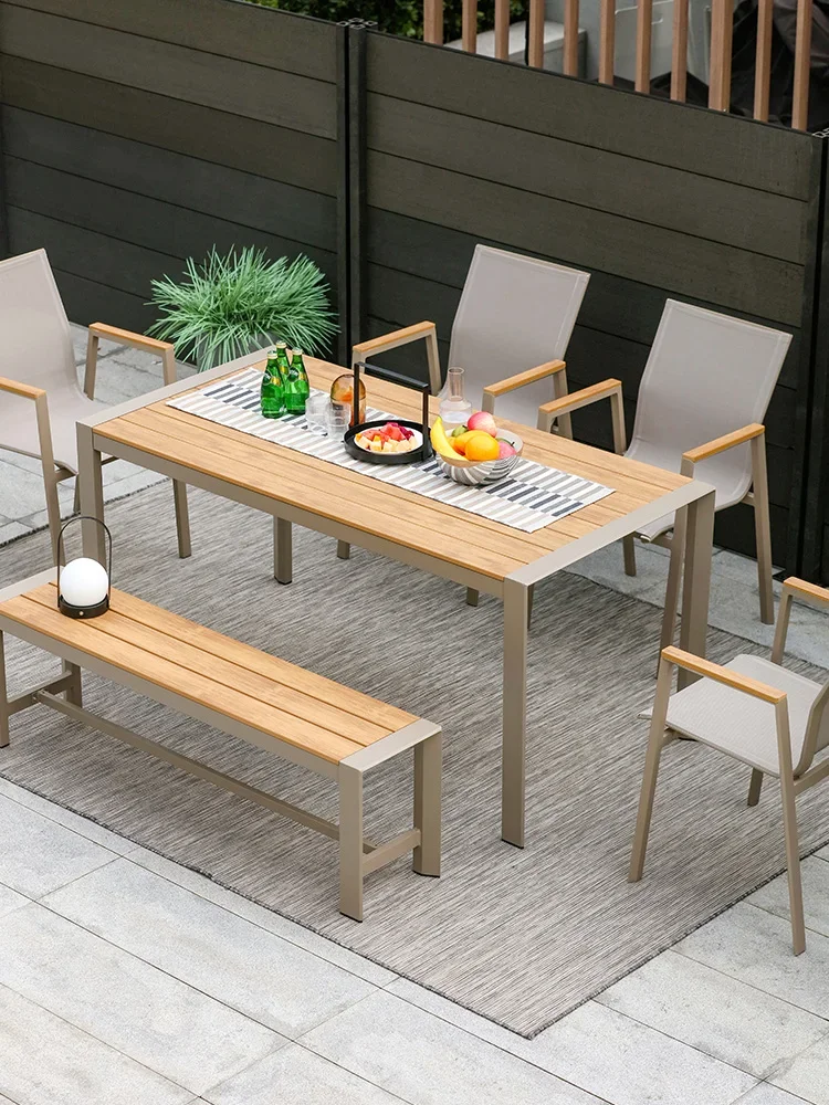 Wood-Plastic-Table-and-Chair-Combination-Outdoor-Outdoor-Garden-Yard ...