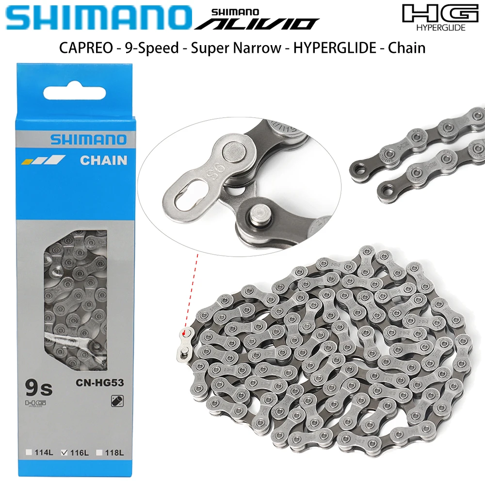 SHIMANO-HG53-Chain-for-MTB-Bike-9-Speed-HG-Super-Narrow-1x9-3x9-Speed ...