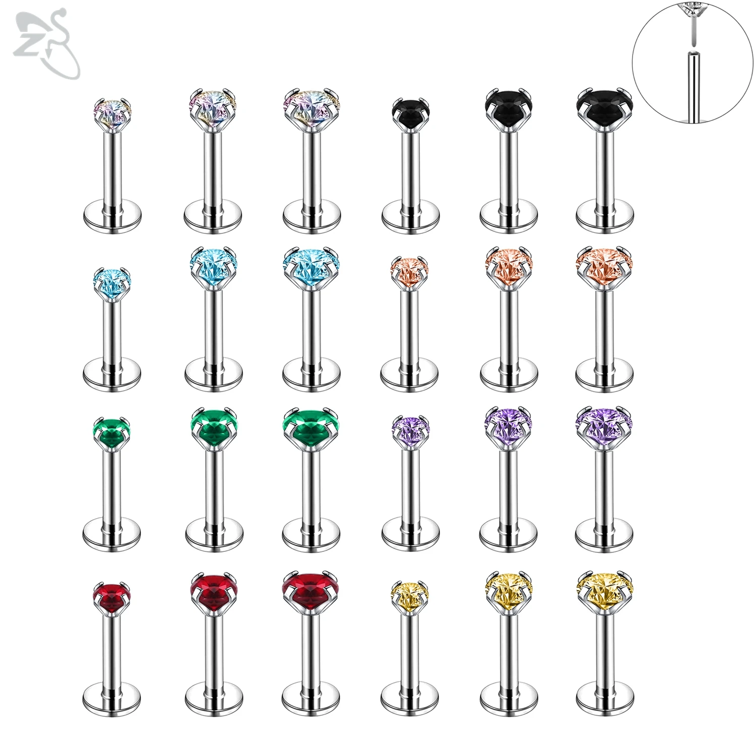 ZS-6Pcs-Lot-16G-Plug-In-Style-Stainless-Steel-Labret-Lip-Piercing-2-3 ...