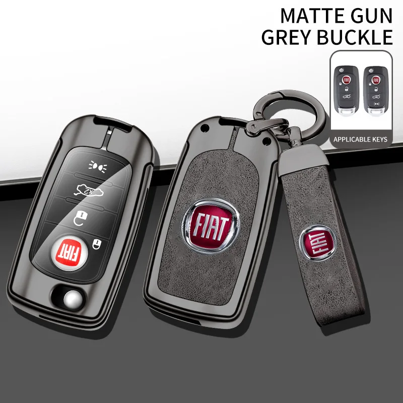 Alloy Leather Car Remote Key Case Cover Shell Protector For FIAT Tipo ...