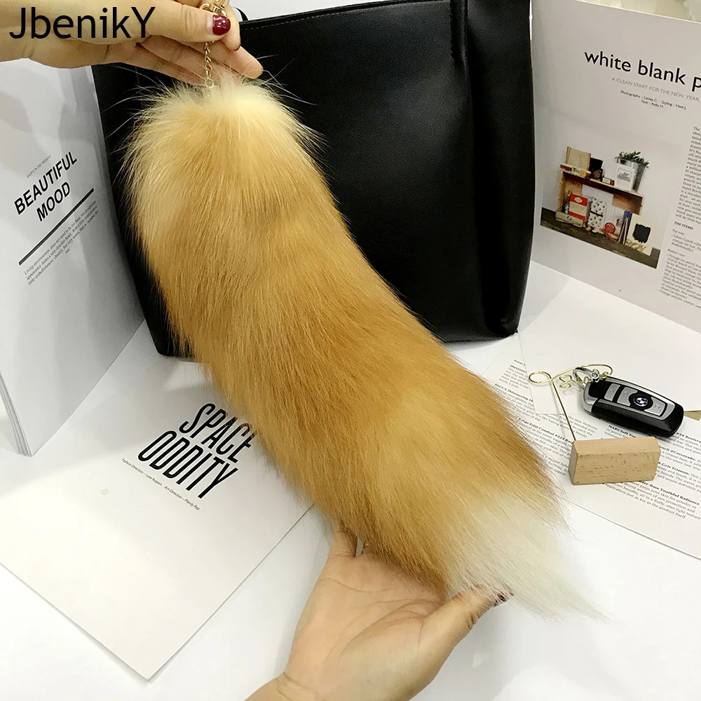 Large-Fox-Tail-Keychain-Pompoms-Tassel-Bag-Pendant-Women-Key-Ring ...