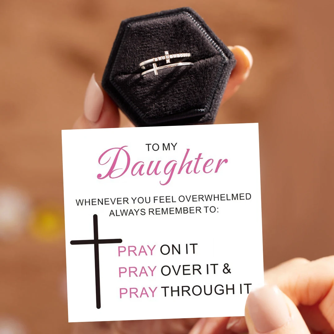 To My Daughter Pray Through It Double Cross Ring With Card for Women ...
