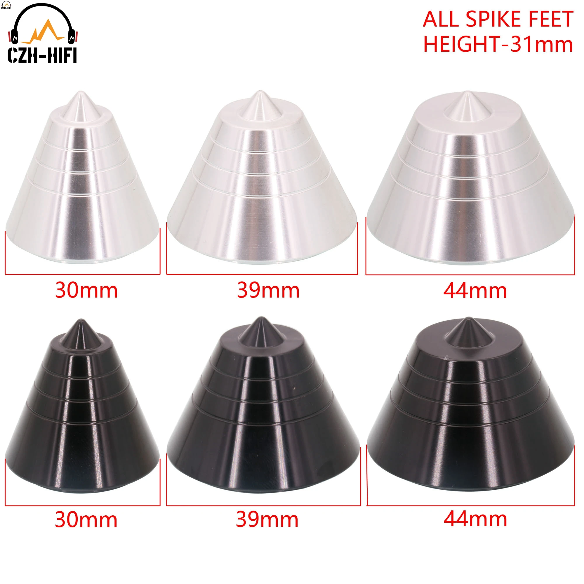1pc-Machined-Solid-Aluminum-Isolation-Stand-Base-Spike-Cone-Feet-Floor ...