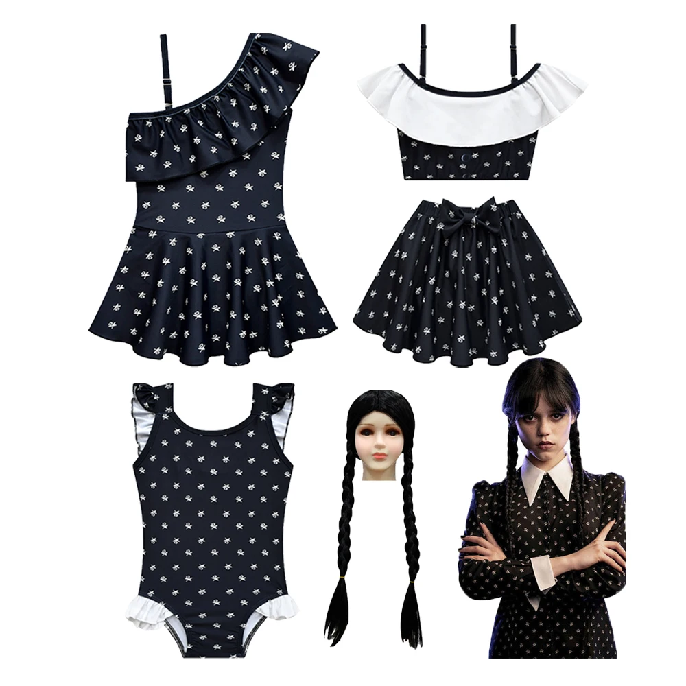 wednesday addams morticia swimwear kids swimsuit for girls 6 7 8 9to10 ...