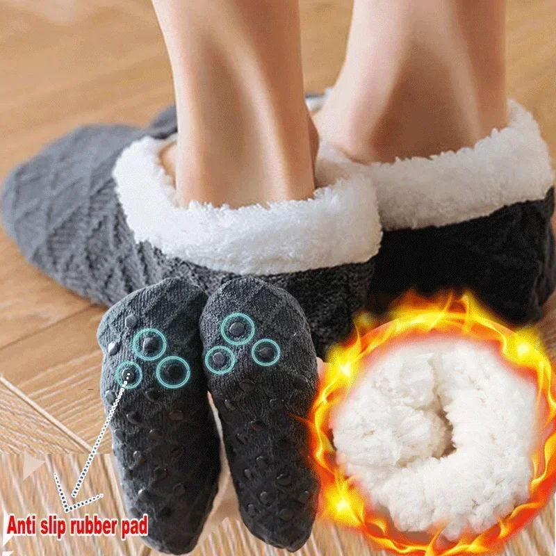 Winter-Breathable-Non-slip-Floor-Socks-Women-Fleece-Warm-Socks-Home ...
