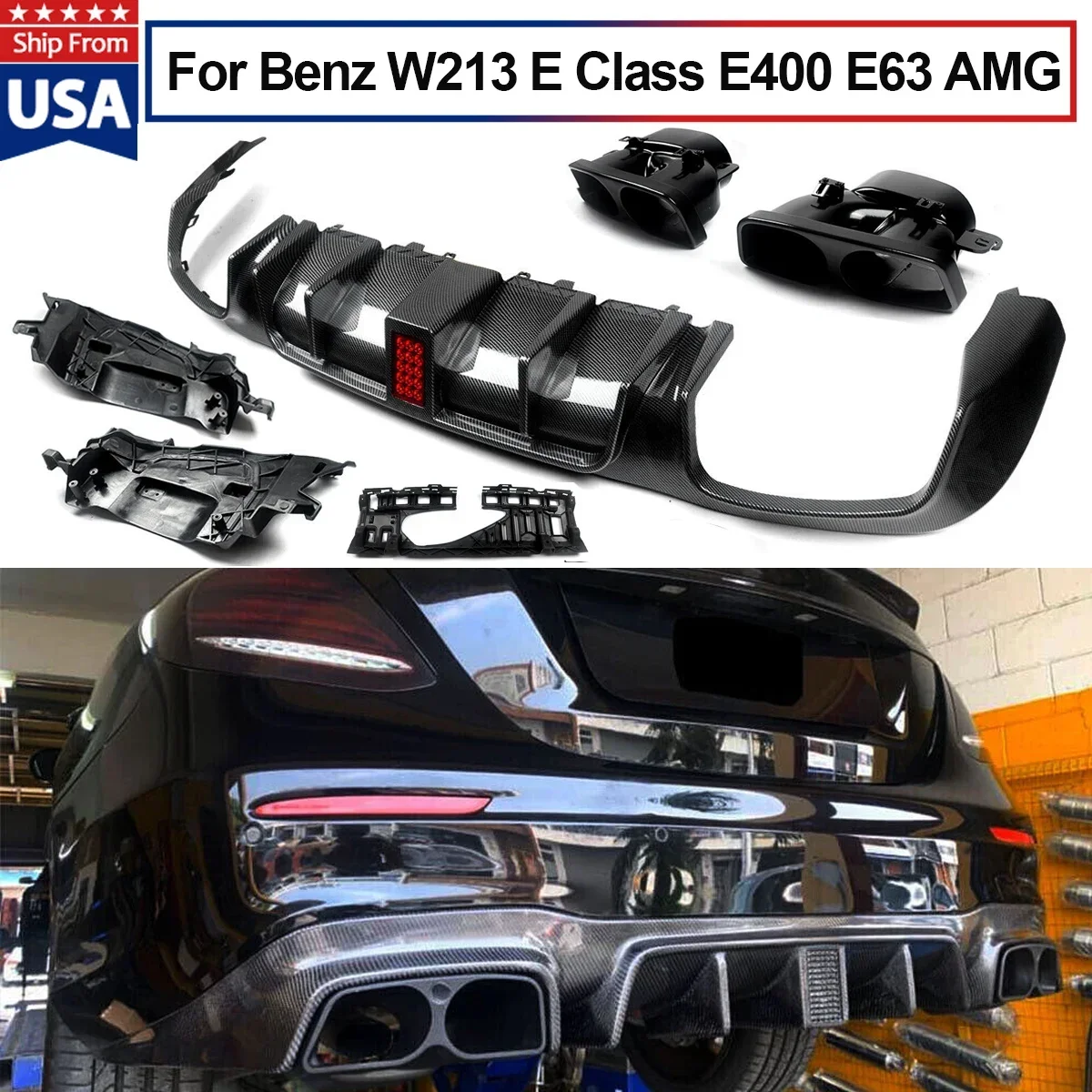 AMG-E63-Style-Front-Bumper-Diffuser-Lip-For-Mercedes-Benz-W213-E300 ...