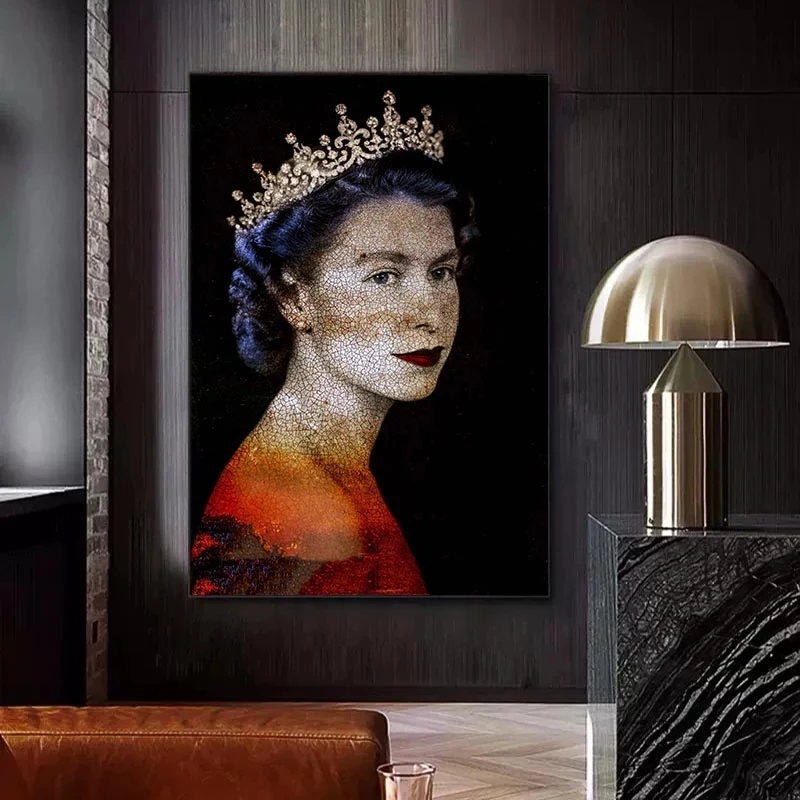 Elizabeth II Poster Print On Canvas Queen Canvas Painting Crown Woman ...