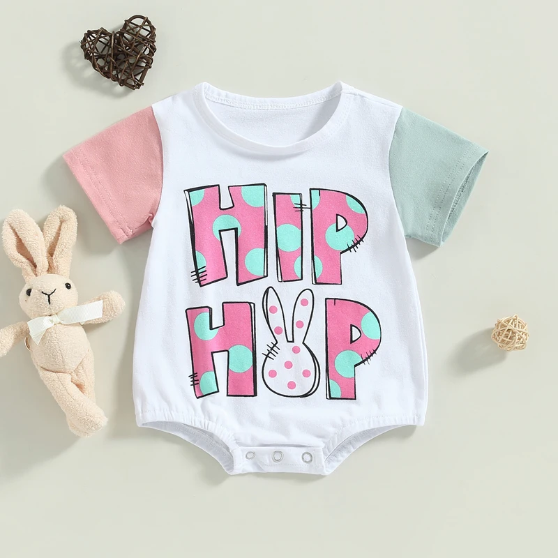 FOCUSNORM 0 18M Baby Girls Boys Easter Romper Short Sleeve Color ...