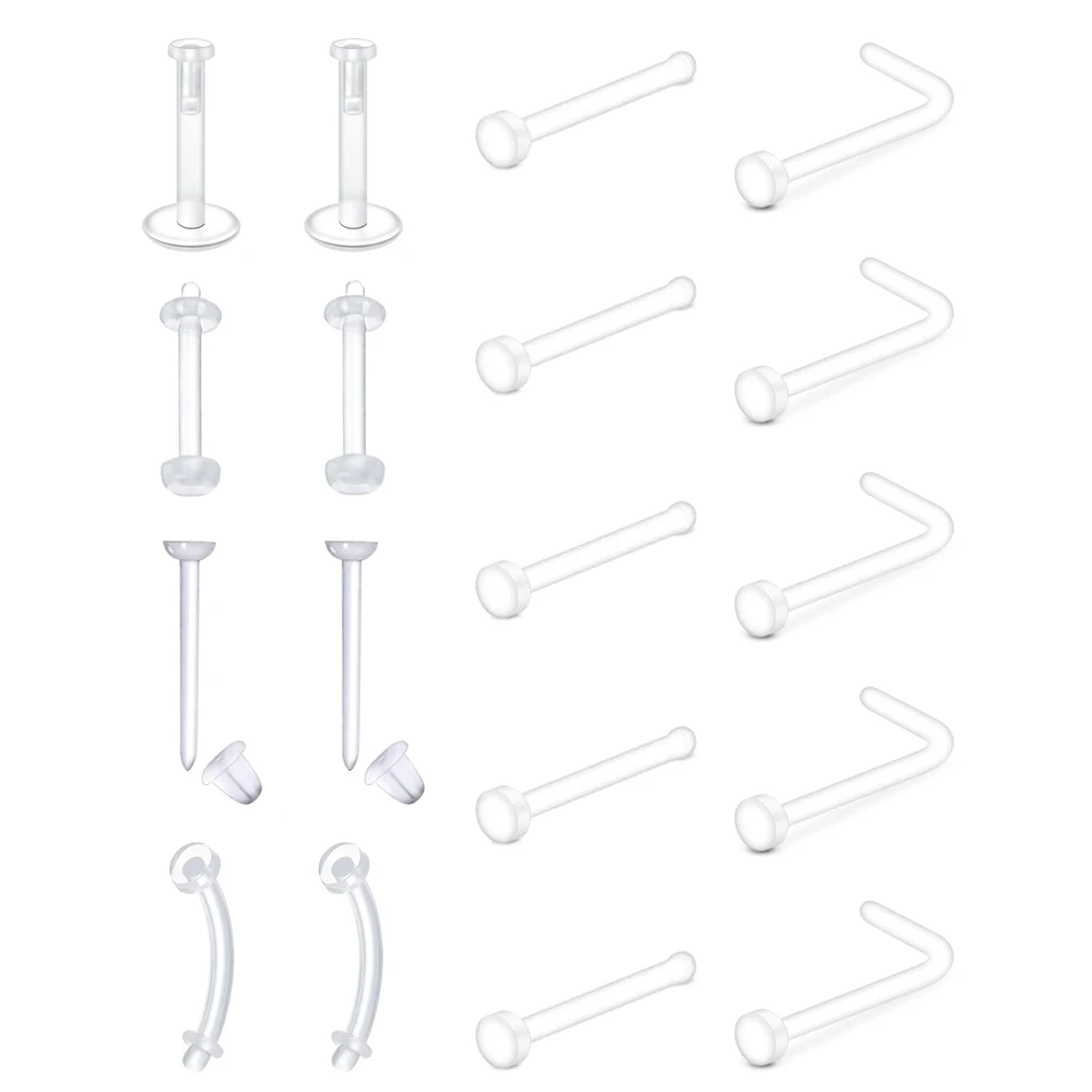2PCS-Clear-Nose-Studs-Clear-for-Work-Nose-Piercing-Plastics-Retainer ...