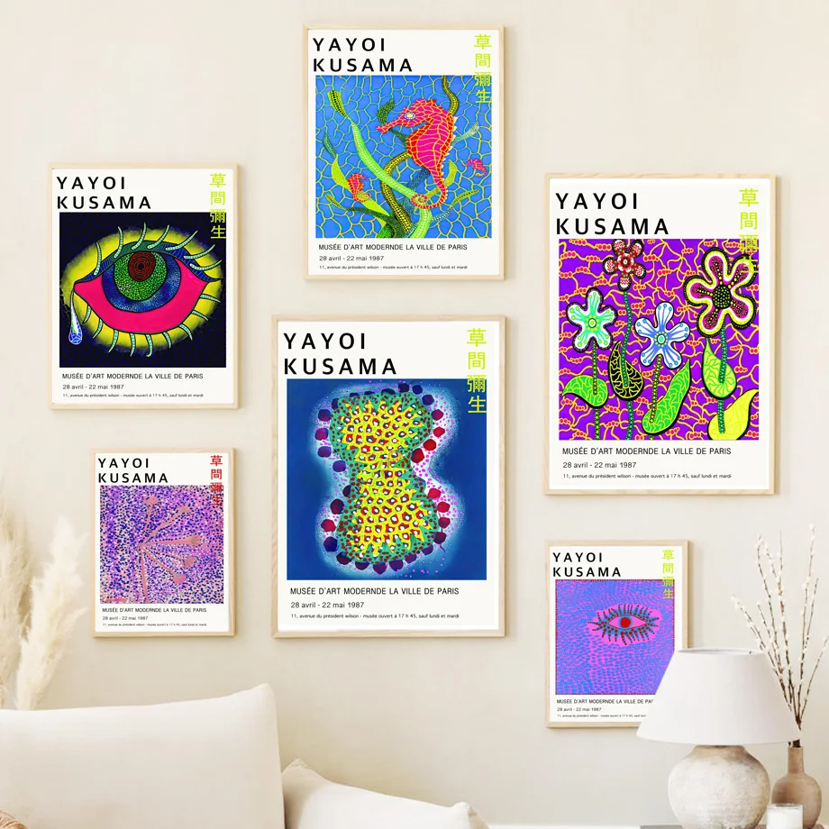 Yayoi-Kusama-Exhibition-Colorful-Eye-Abstract-Wall-Art-Canvas-Painting ...