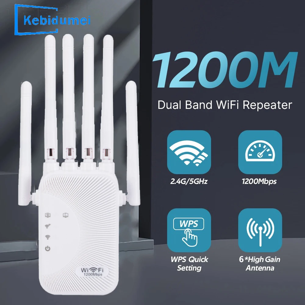 2-4G-5GWiFi-Dual-Band-Repeater-1200Mbps-Wireless-Signal-Range-Extender ...