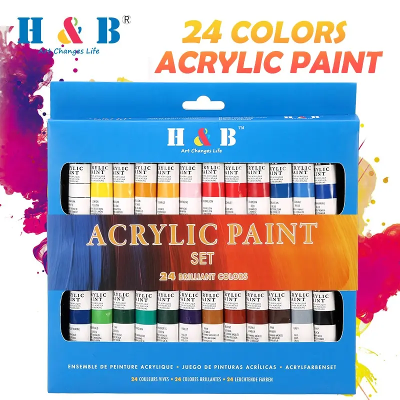 Artist-Quality-Pigment-24-Color-12ml-Acrylic-Paint-Set-Aluminum-Tube ...