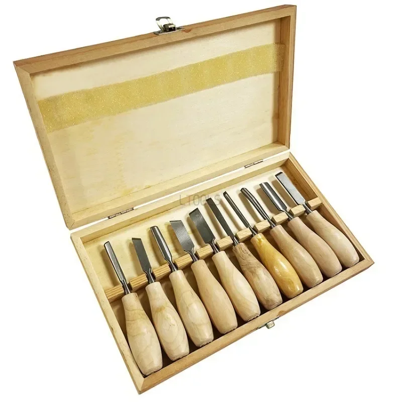 130mm-10pc-set-Mini-Sculpture-Chisel-Set-Carpentry-DIY-Circular-Handle ...